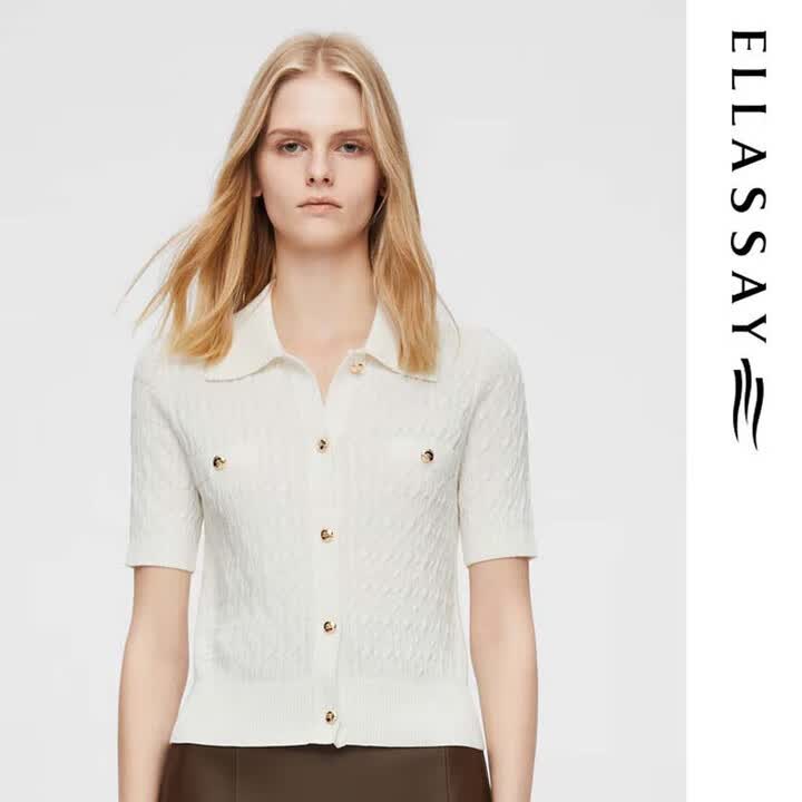 【歌力思（ELLASSAY）EWB362M00900】歌力思（ELLASSAY）法式优雅慵懒随性莫代尔针织衫女 EWB362M00900 纯净 ...