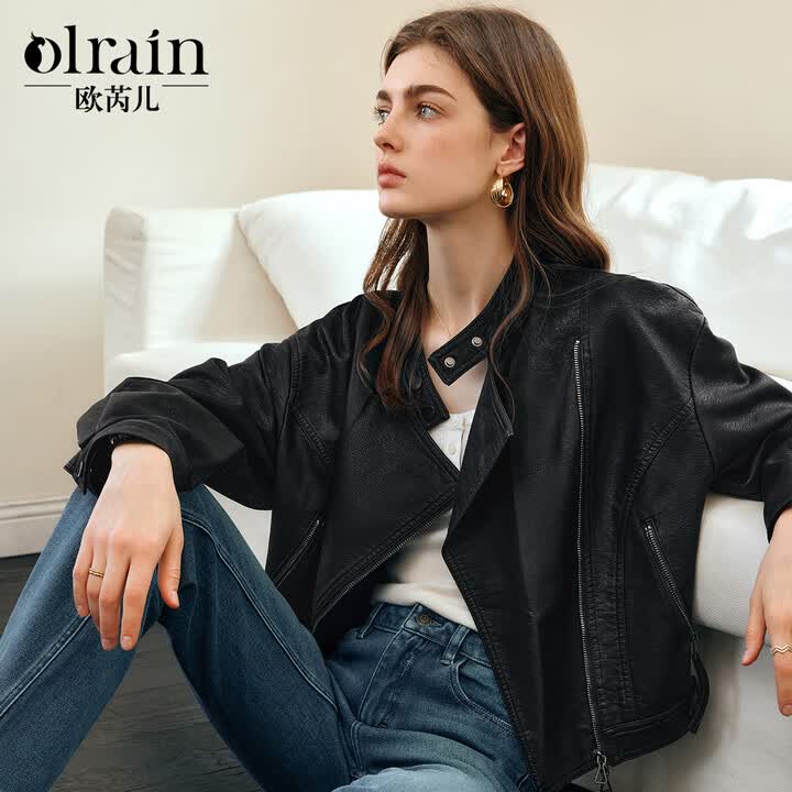【OlrainGM57CW96150】Olrain欧芮儿短外套女装秋季复古设计感夹克皮衣 黑色（第二批次） L【行情 报价 价格 评测】-京东