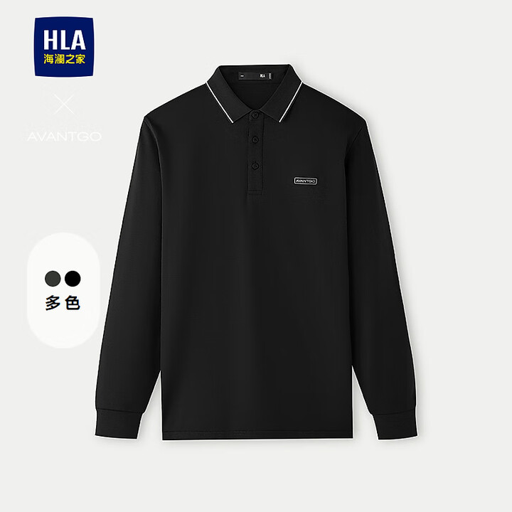海澜之家（HLA）polo衫男轻商务经典系列打底衫男秋季 黑色2R L 175/92A 推荐137~150斤【图片 价格 品牌 报价】-京东