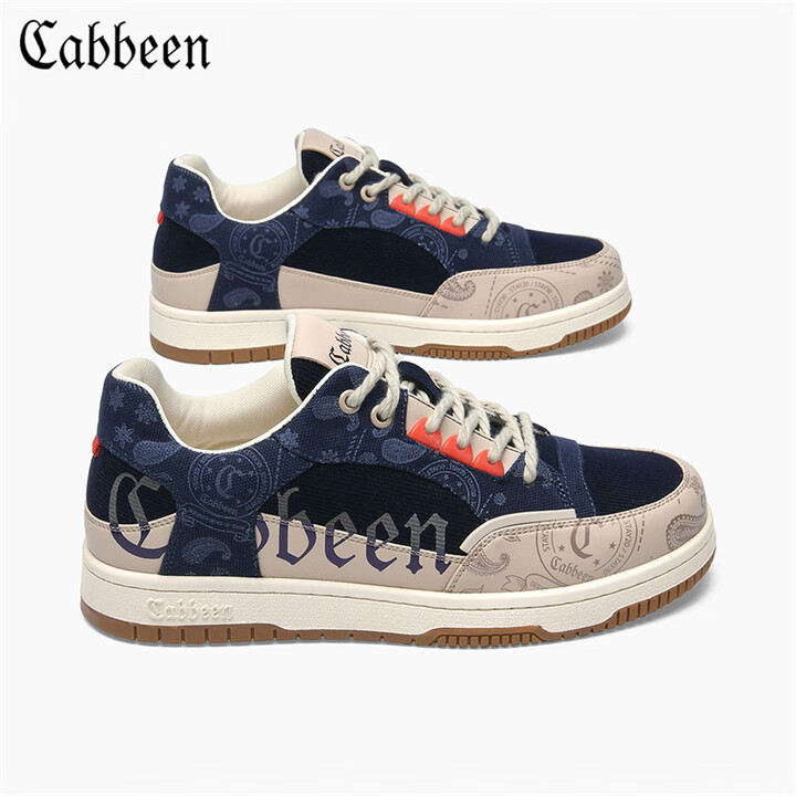 【卡宾（CABBEEN）3231205042】卡宾（CABBEEN）板鞋男鞋秋季复古轻奢小众鞋子男 米蓝 40【行情 报价 价格 评测】-京东