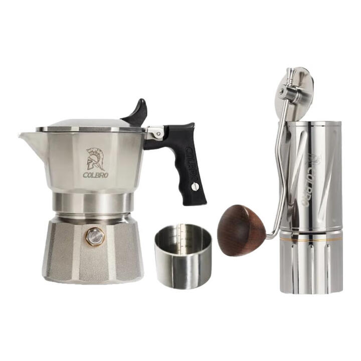 COLBRO科布罗双阀三阀不锈钢子母炉摩卡壶家用户外露营煮咖啡手冲意式机 新316钢三阀两杯（含子炉）+原厂磨豆机 新316钢三阀2杯（含子炉 ...