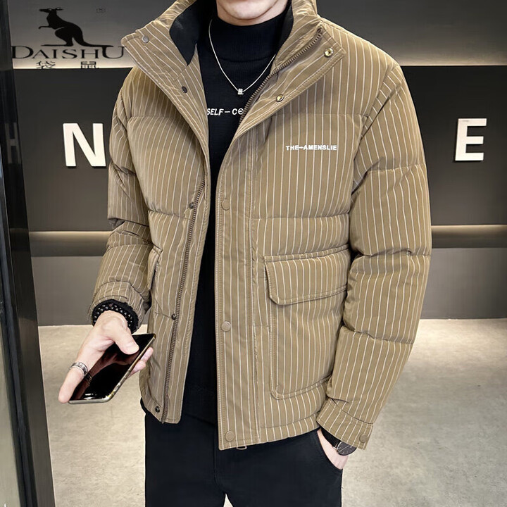 袋鼠（DAISHU）羽绒服男士鸭绒加厚外套保暖羽绒服男士潮牌休闲夹克户外保暖防寒 冬季免洗男装【当天发货】卡其色 2XL【图片 价格 品牌 ...