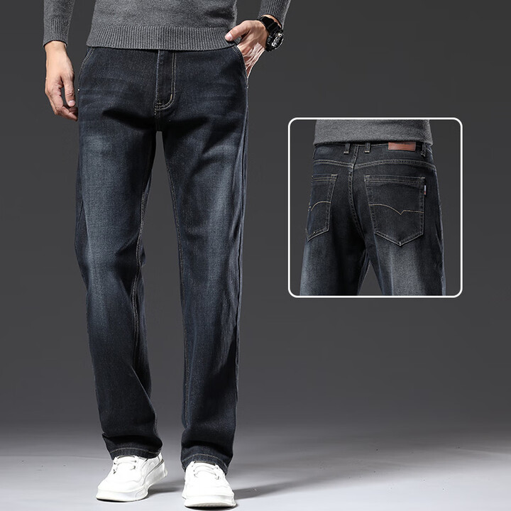 POLO SPORT保罗男士牛仔裤商务休闲宽松直筒春秋新款大码中年男长裤子潮 黑色 常规 28 (2尺1)【图片 价格 品牌 报价】-京东