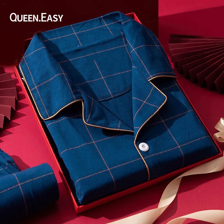 【QUEEN.EASYs】QUEEN.EASY棉睡衣男秋冬季男士家居服 送男友老公爸爸居家服柔软有弹性【行情 报价 价格 评测】-京东