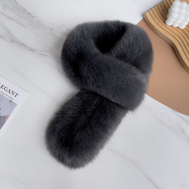 恒源祥气质双面整皮狐狸毛皮草围巾女韩版加厚保暖毛毛围脖冬季百搭毛领 深灰色【图片 价格 品牌 报价】-京东