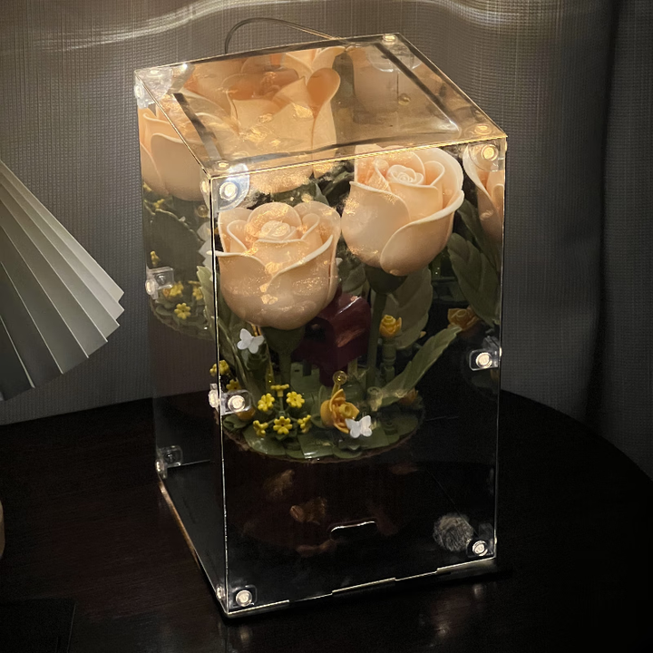 雅拼积木花束拼装电动玫瑰花永生花自动开花手工diy摆件春节礼物女生 心动玫瑰 +喷壶+深渊镜保护盒【图片 价格 品牌 报价】-京东