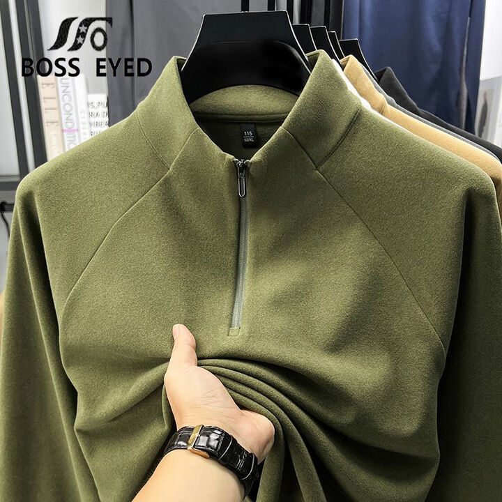 BOSS EYED新品男装秋冬德绒卫衣纯色半高领拉链加厚保暖上衣打底 BL-26359绿色 L 建议115-135斤【图片 价格 品牌 报价】-京东