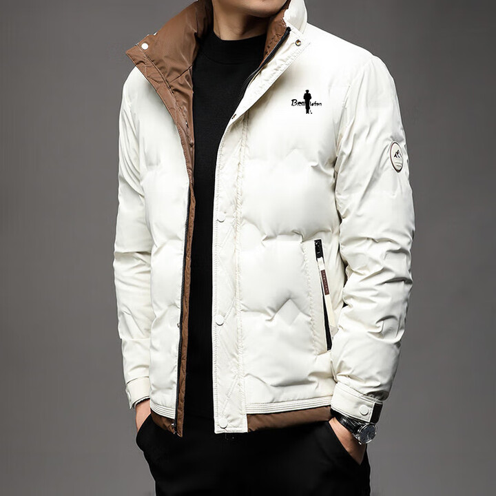 BIEMLFDLKK BG比音勒芬立领轻薄羽绒服男短款秋冬季2025新款中年爸爸保暖白同款 米色 2XL【图片 价格 品牌 报价】-京东