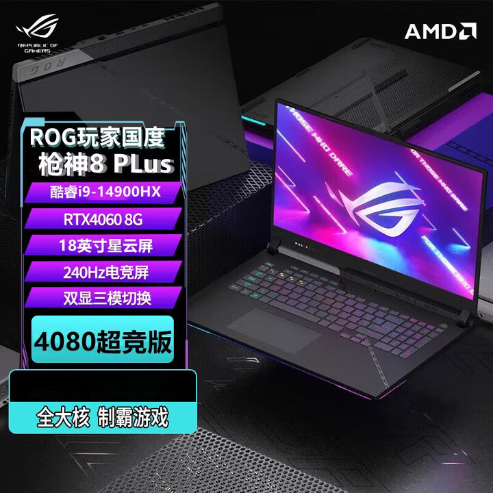 ROGROG/玩家国度枪神8Plus超竞版枪神8酷睿i9满血4080电竞游戏笔记本 魔霸新锐_i9-13980HX_RTX4060 4TB ...
