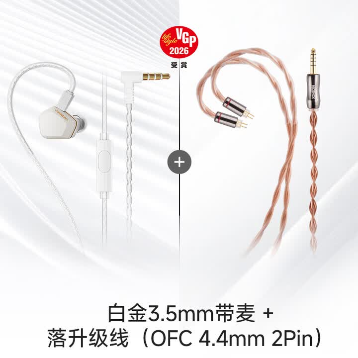 原道YUANDAO泪入耳式有线耳机单动圈HiFi高音质网课游戏音乐通话 【泪】-白金3.5mm带麦+ 落升级线（OFC 4.4mm 2Pin ...