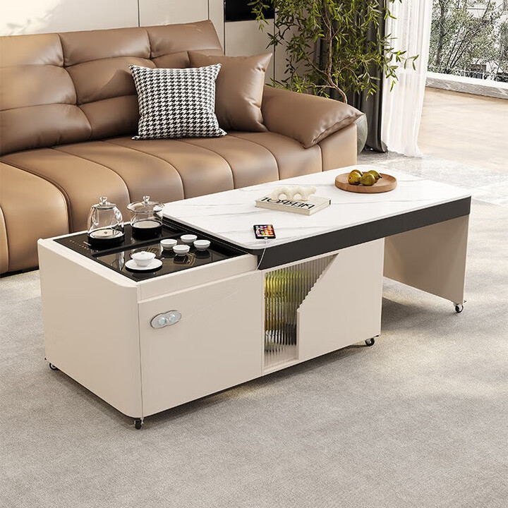 言定可移动升降功夫茶几岩板简约现代智能泡茶一体客厅家用多功能茶台 【左手泡茶】功夫茶几 【1.55*0.6*0.50米】【图片 价格 品牌 ...