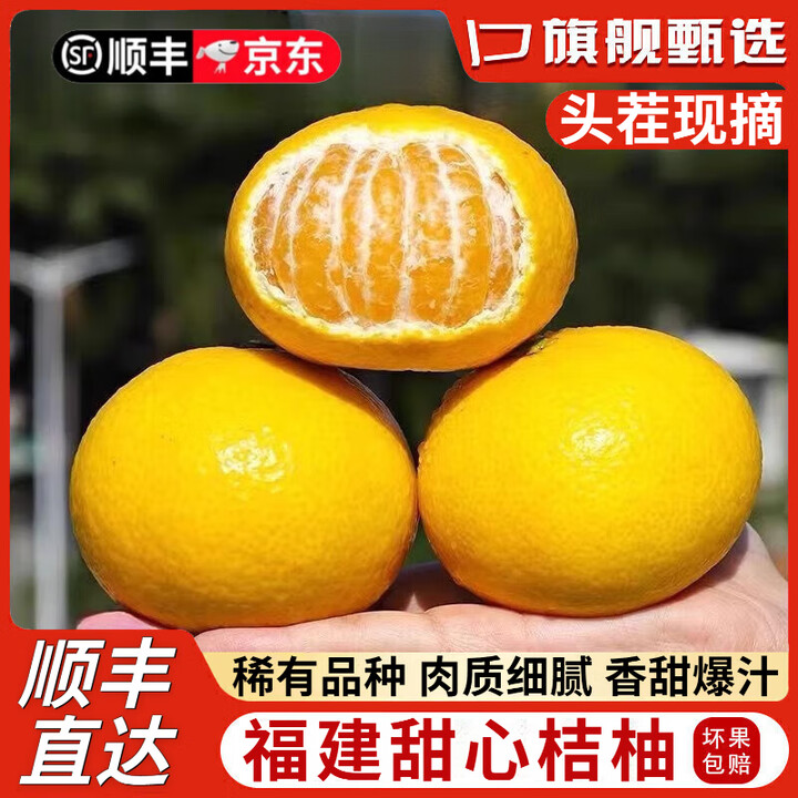 青樱红荔 福建甜桔柚【JD顺丰送上门】甜心柚 橘子柚黄金贡柚新鲜水果礼盒 5斤装【超值推荐-蕞划算】 甄选果【单果250g+++】香甜爆汁 ...