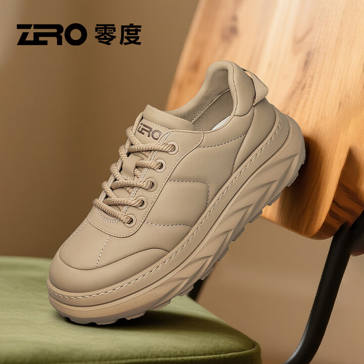 零度休闲鞋男鞋冬季新款复古百搭经典板鞋男厚底增高耐磨低帮休闲皮鞋 杏色 【标准皮鞋码】 44 (270mm)【图片 价格 品牌 报价】-京东