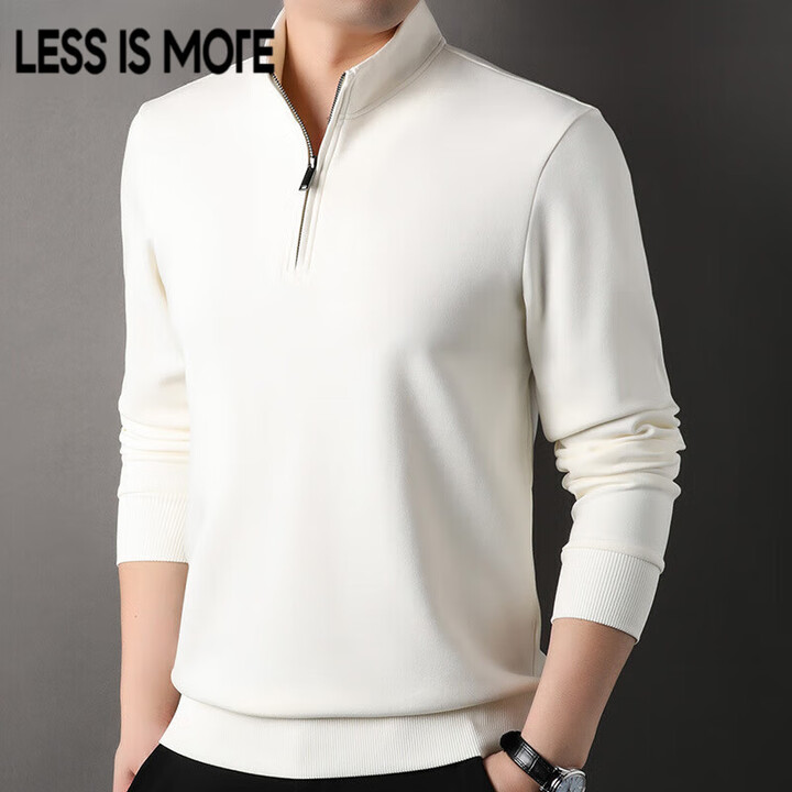LESS IS MORE利郎双面提花长袖半开领t恤男2025秋季新款灯芯绒卫衣棉外套男 白色 M 170【图片 价格 品牌 报价】-京东