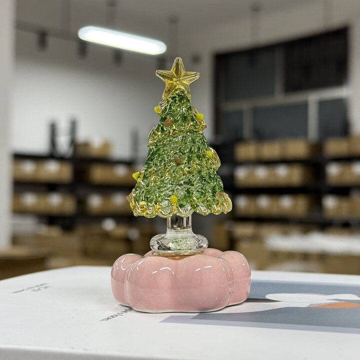 旋转圣诞树摆件景德镇ins风网红同款转转琉璃圣诞树圣诞节礼物 绿色金边圣诞树转转8.5cm高(底座颜色随机)【图片 价格 品牌 报价】-京东