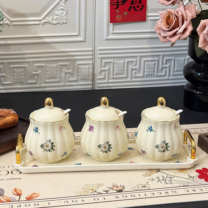 拓进日本进口品质轻奢奶油风厨房家用设计款陶瓷调味罐收纳分装不串味 香水百合南瓜调味罐3+陶瓷F托盘(送勺子)【图片 价格 品牌 报价】-京东