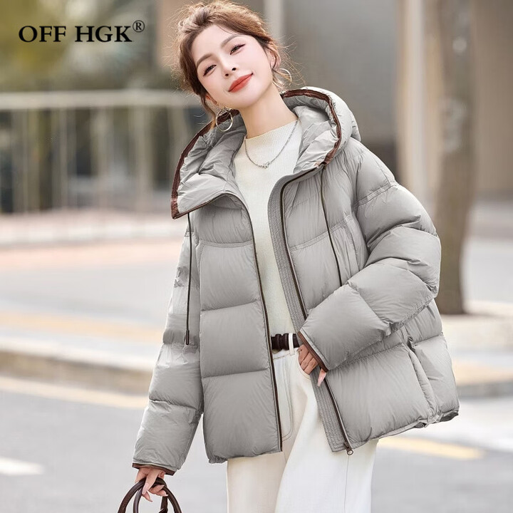 OFF HGK品牌女装连帽短款羽绒服女2025冬季新款韩版洋气时尚云朵泡芙感 幻影灰 M【图片 价格 品牌 报价】-京东