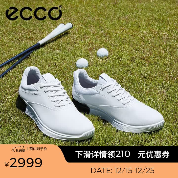爱步（ECCO）高尔夫男鞋 耐磨运动鞋男士休闲鞋小白色鞋 高尔夫S3 102944 HL 白色/黑色/天空蓝10294460613 39【图片 ...