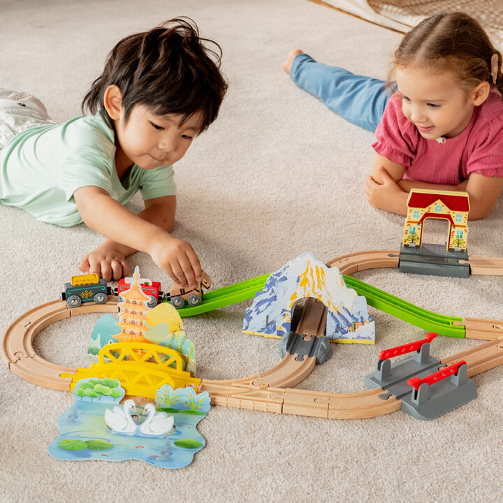 【HapeE7542】Hape儿童轨道玩具木质福运小马环游记火车轨道套宝宝生日礼物E7542【行情 报价 价格 评测】-京东