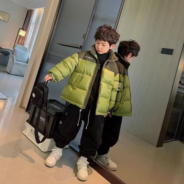 骆驼（CAMEL）男童羽绒服冬季2025新款洋气保暖儿童韩版时髦加厚中大童羽绒棉服 绿色 M 140c【图片 价格 品牌 报价】-京东