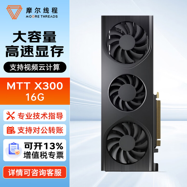 【摩尔线程MTT X300 16G】摩尔线程（MOORE THREADS）MTTX300 16G国产化独立显卡服务器/工作站/一体机专用本地 ...