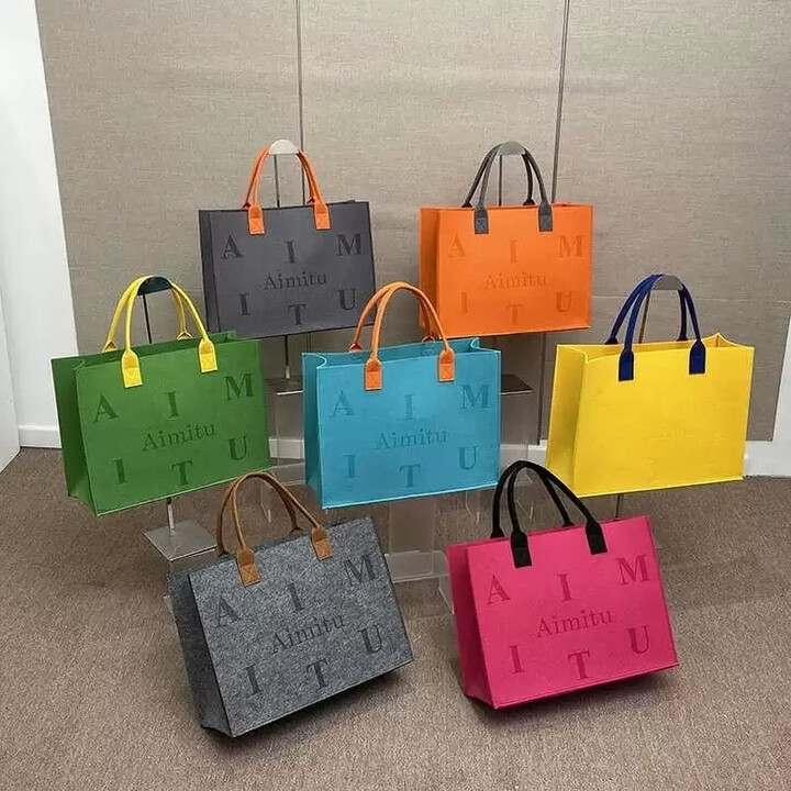 ins风毛毡包手提袋定制logo大容量托特包手拎包包广告礼品购物袋 来图定制【图片 价格 品牌 报价】-京东