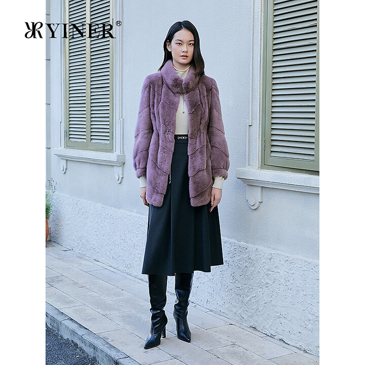 音儿（YINER）音儿专选2025冬季新款进口优雅长款立领整貂母貂水貂毛皮草 烟灰紫 M【图片 价格 品牌 报价】-京东