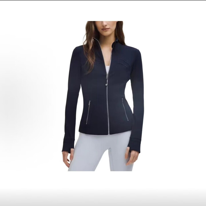 lululemon露露乐蒙 Define Nulu™面料立领长款纯色修身夹克外套 海军蓝/银拉/口袋银拉 TRNV/MRRS/MRRS 均码 ...