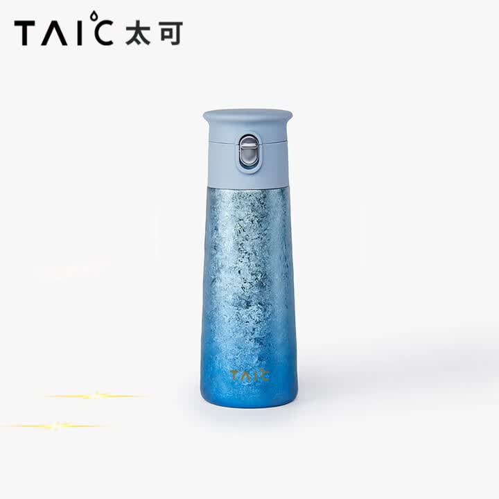 TAIC 太可纯钛车载杯晶彩弹盖保温杯学生水杯大容量一键开盖喝水 银河蓝 420ml【图片 价格 品牌 报价】-京东