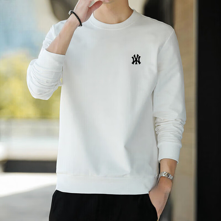 WBWU轻奢高档品牌卫衣男联名春秋冬季圆领加绒宽松上衣服休闲长袖t恤 Y白色卫衣-春秋 常规 2XL (建议130-150斤)【图片 价格 ...