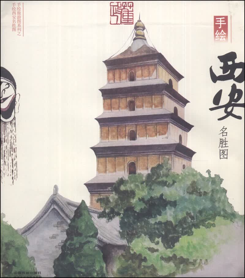 手绘西安名胜图