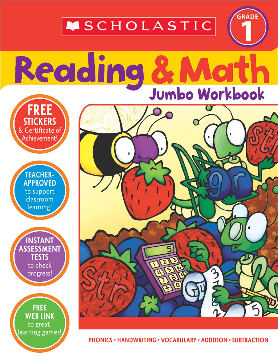学乐阅读与数学练习册 1年级 1册 英文原版 练习册 Scholastic Reading And Math Jumbo Workbook Grade 1 7-9岁