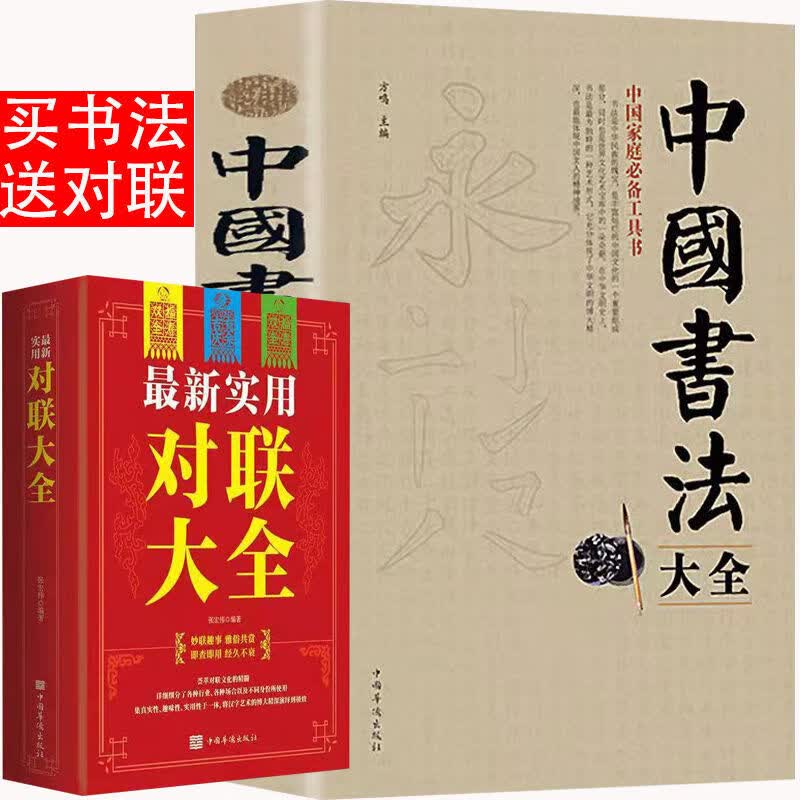 中国书法大全 书法技法初学教程 楷书行草隶篆书毛笔书法字帖书籍 书法大全+对联大全【共2本】
