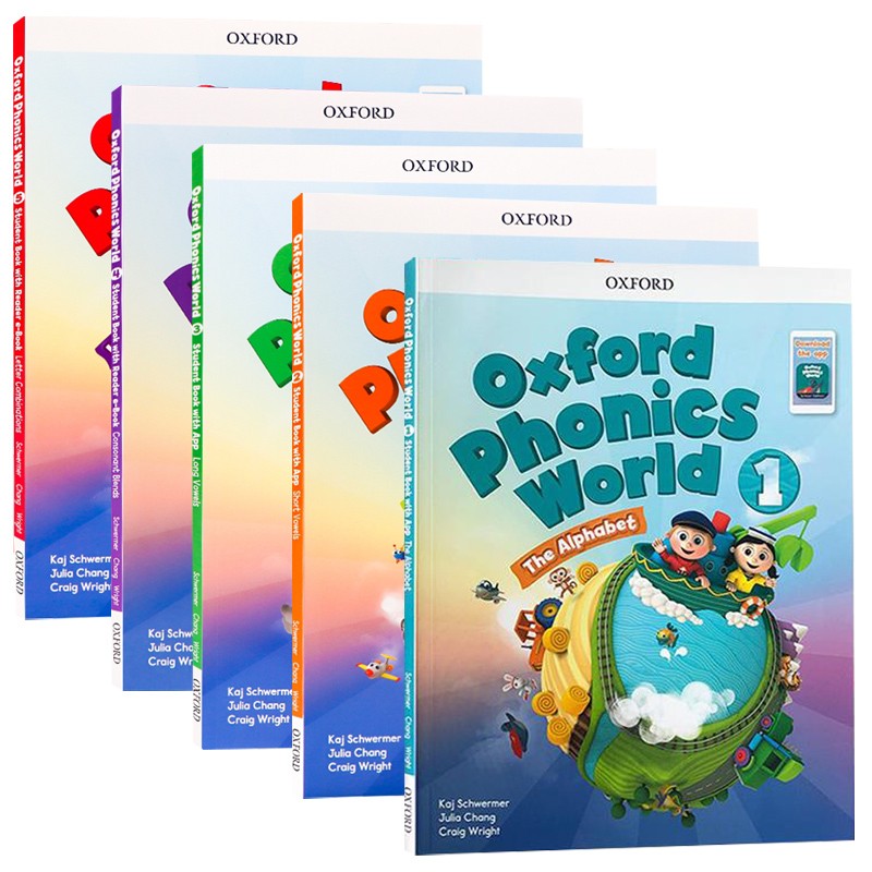 英文原版 新版牛津自然拼读教材oxford phonics world1/2/3/4/5进口原版 新版1-5级别单课本（含账号）