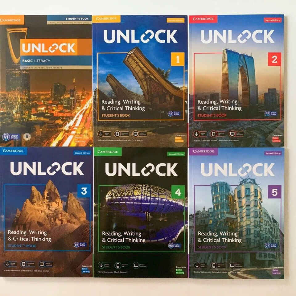 高品质 Unlock教材 剑桥英语新版 basic/1/2/3/4/5 听说/读写 读写全套