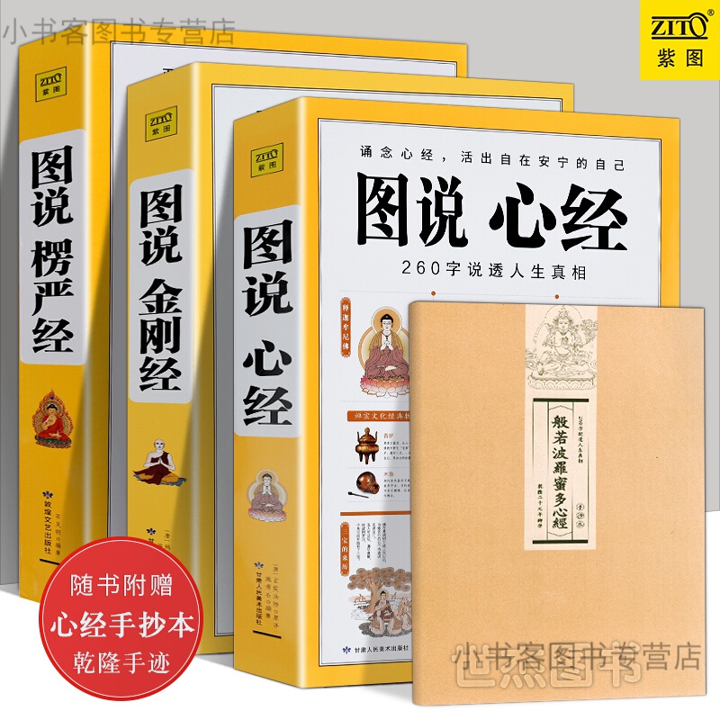 可选 图说金刚经+心经+楞严经 经典图解版文白对照 佛经佛学书籍入门佛教十三经原文解释 全套3册