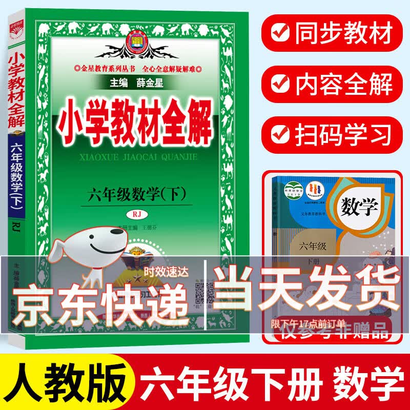 【科目可选】2024新版小学教材全解六年级上语文教材全解人教版小学六年级上册下册同步练习工具书薛金星 【六年级下】教材全解 数学 人教版