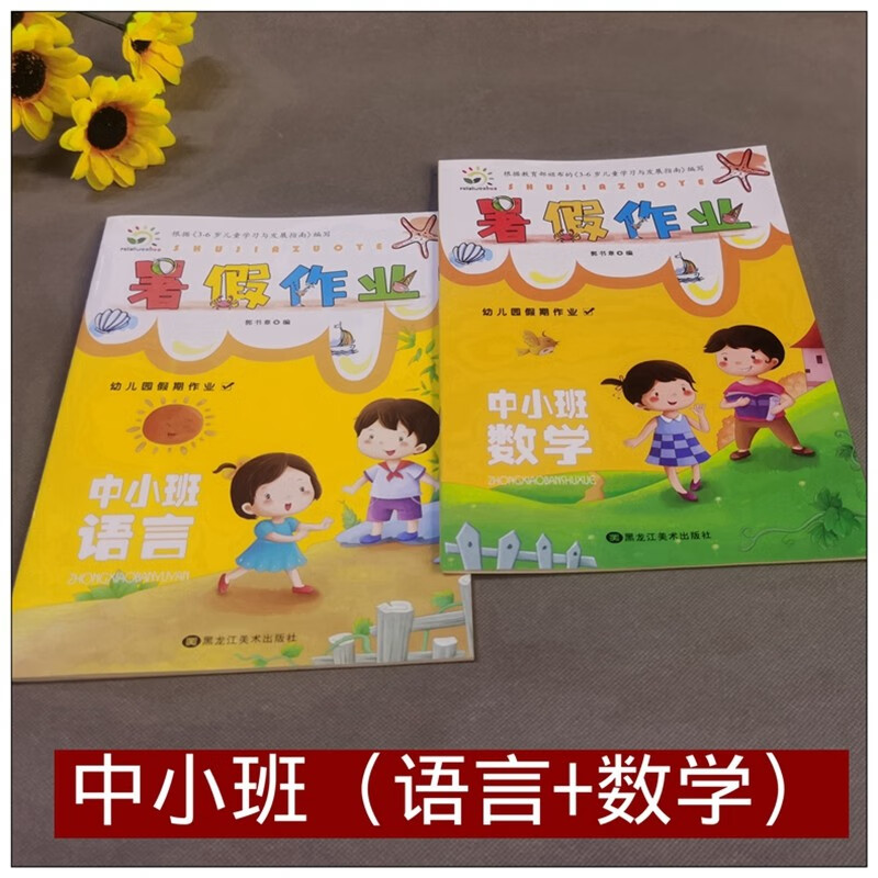 幼儿园暑假作业幼小衔接学前班大班中班幼升小练习题拼音数学语言升小学一年级每一日一练入学准备大练习册幼儿园暑假衔接 语言+数学（中小班）