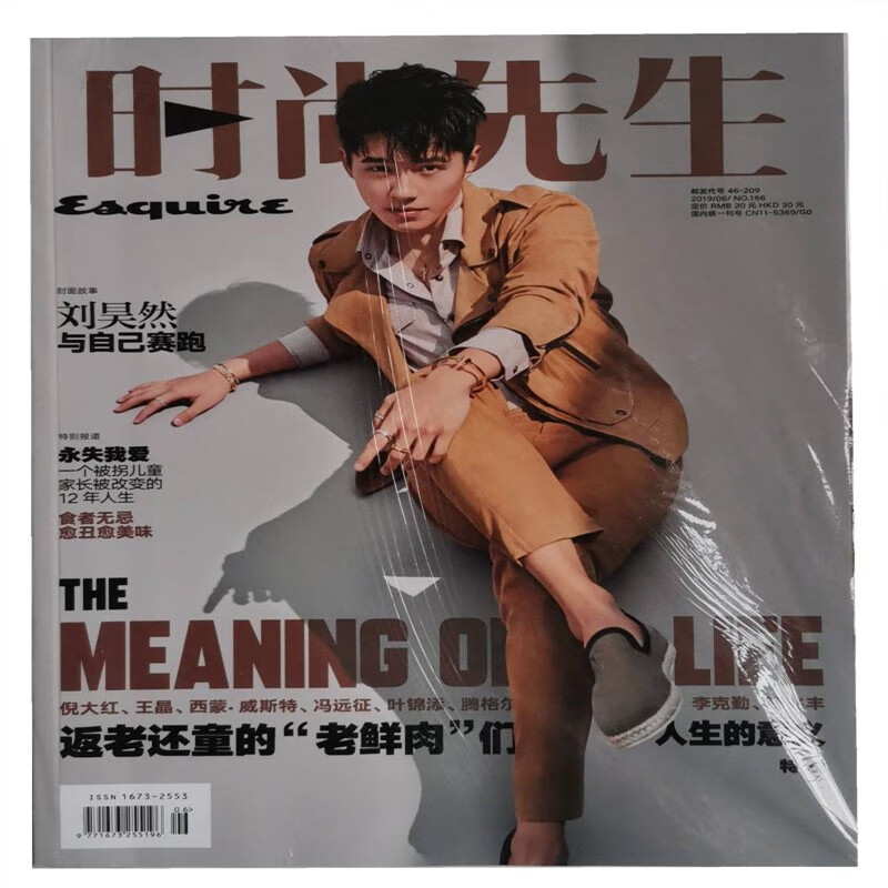 Esquire时尚先生2019年123456789101112月现代生活男版风度绅士模特人物造型剪纸贴画服装潮流旅游美食杂志封面期数自选 时尚先生2019年6月刘昊然封面