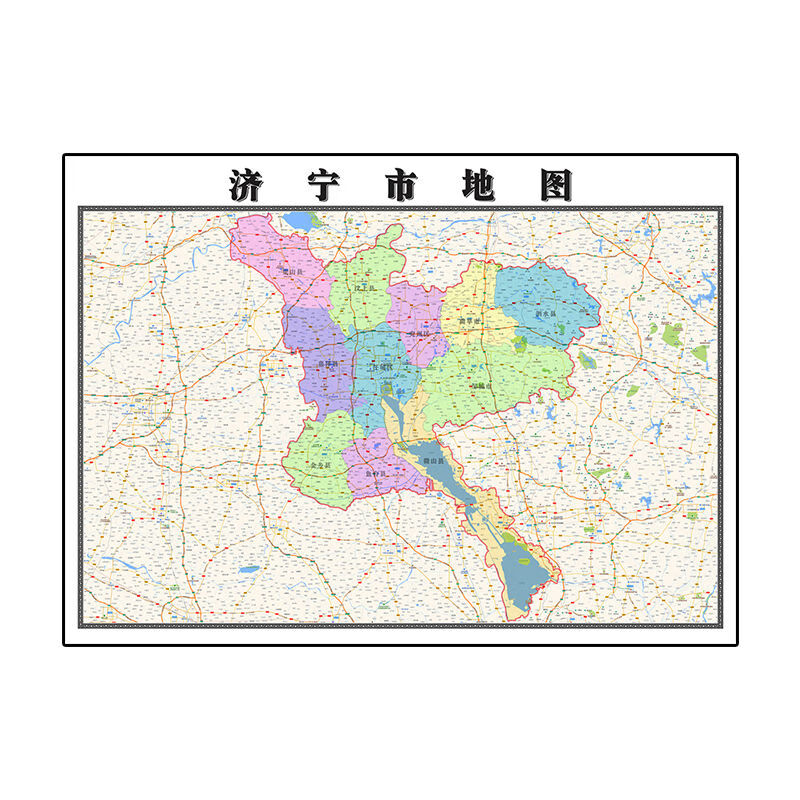 济宁市地图1.1m山东省新版高清办公室装饰画客厅背景防水贴画 覆膜