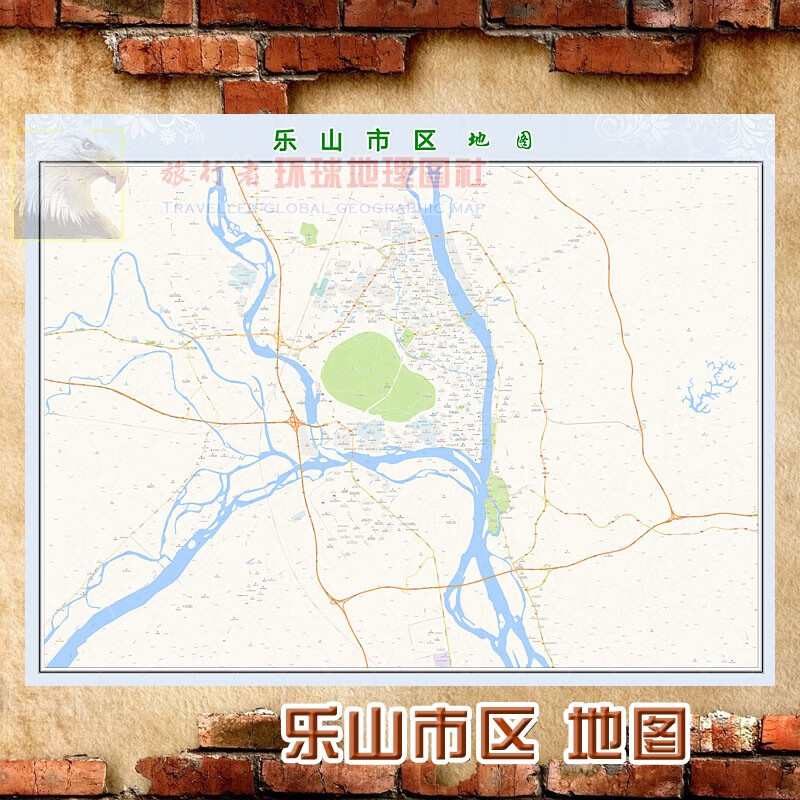 超大巨幅 乐山市区地图墙贴定做 城市城区海报2023新版装饰画芯 乐山市区地图 防水化纤油画布140*183（超大、大气）单幅张贴