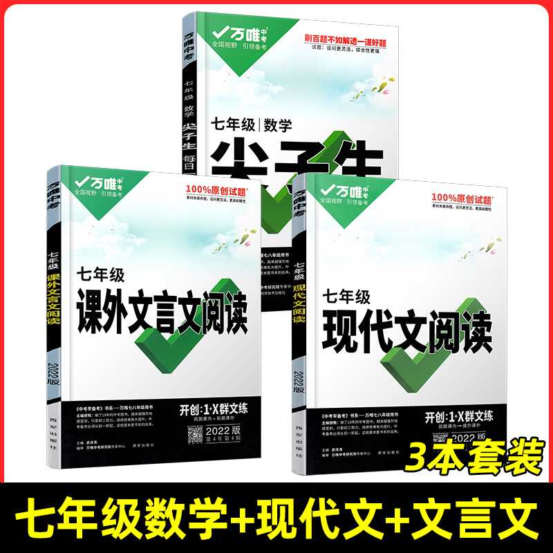 2022版 数学尖子生七年级每日一题初一上册下册全国版中考复习资料7年级数学培优奥数竞赛试题研究初中 【七年级】数学尖子生+现代文阅读+文言文阅读