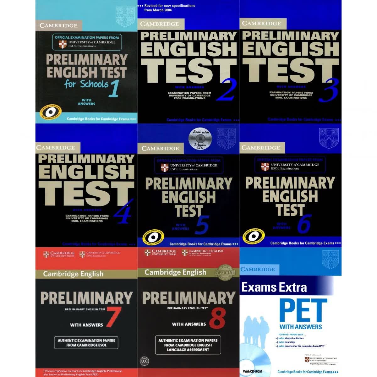 剑桥PET真题2/3/4/5/6/7/8/Extra青少1标准含听力和答案全 PET1-9 extra