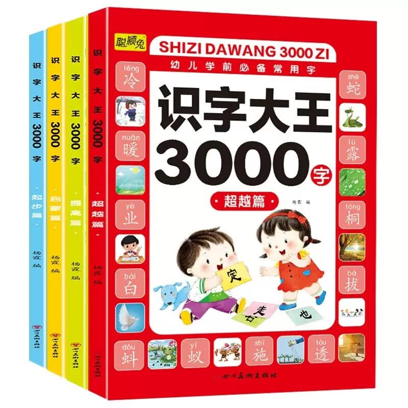 全套4册 识字书 识字大王3000字 幼儿童认字识字启蒙卡片识字卡3-6幼儿园认字神器宝宝看图学