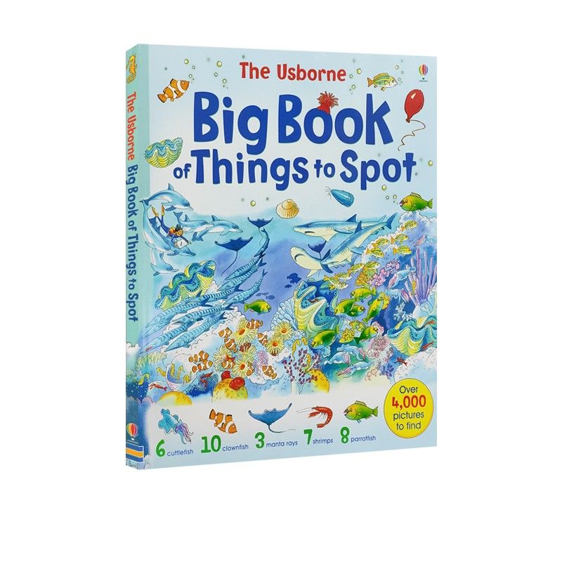 英文 Usborne Big Book 精装大开本 儿童数字单字启蒙图画辞典 子趣味互动游戏绘本 Things to Spot 1001找找看4个故