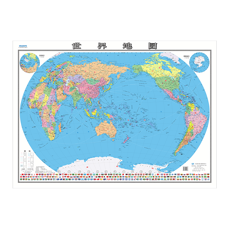2023年全新版中国地图和世界地图地理墙贴办公室挂图 （1张）世界地图