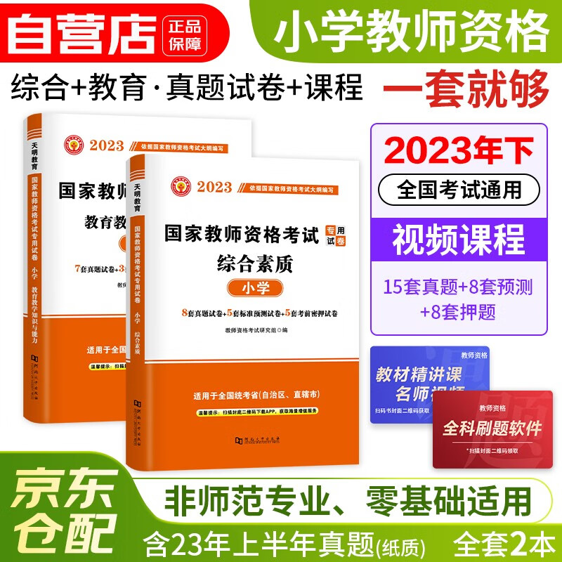 教师资格证考试用书2023下半年 小学教资考试真题+预测+押题卷含上半年真题 综合素质+教育知识与能力2本 可搭配中公粉笔系列书籍赠送题库