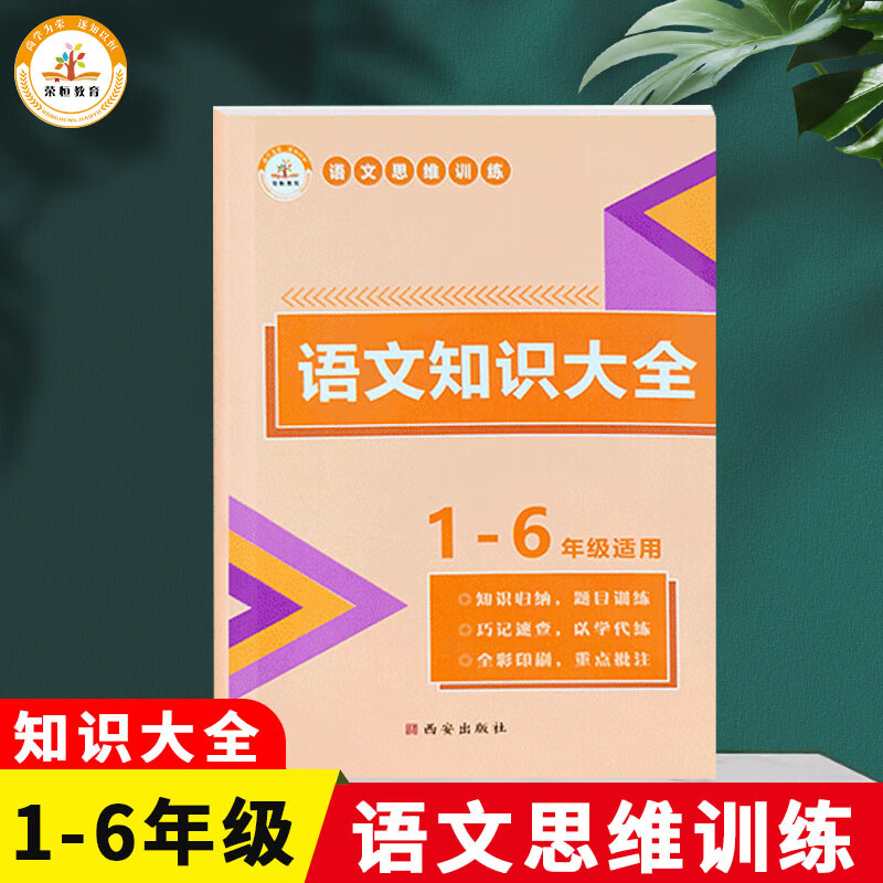 荣恒 小学语文知识大全古诗词宝典手册2本 多音字形近字近义词反义词句子训练阅读写作指导小学语文思维训练 语文思维训练【语文知识大全】 小学通用