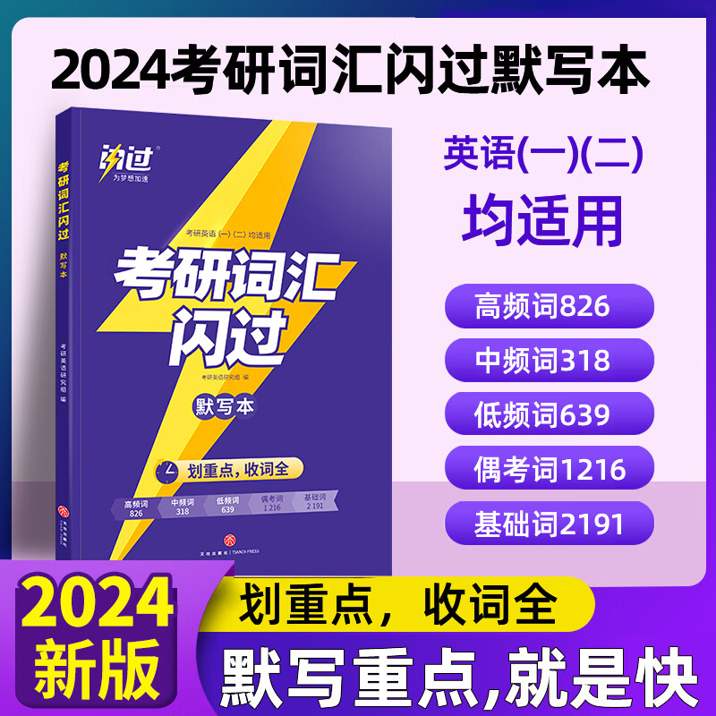 2024版巨微英语考研词汇闪过英语一二适用含新大纲词单词手册书长难句默写本2023高频语法考研真相历年真题55 2024考研英语词汇闪过默写本【划重点】