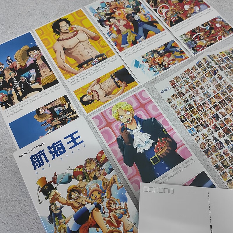 日系动漫电影明信片夜光海贼王幼儿园儿童卡通可爱手绘插画贺卡片 航海王套装 买2送1